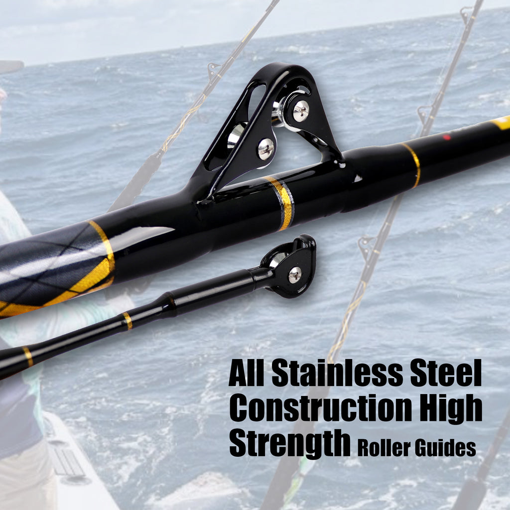 Fiblink 1-Piece Saltwater Offshore Trolling Rod Big Game Rod Conventio ...