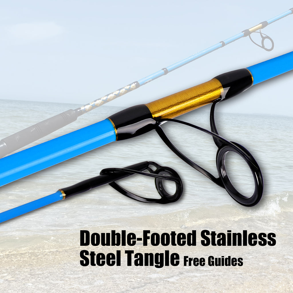 Fiblink Surf Spinning/Casting Fishing Rod 2-Piece Carbon Fiber Travel ...