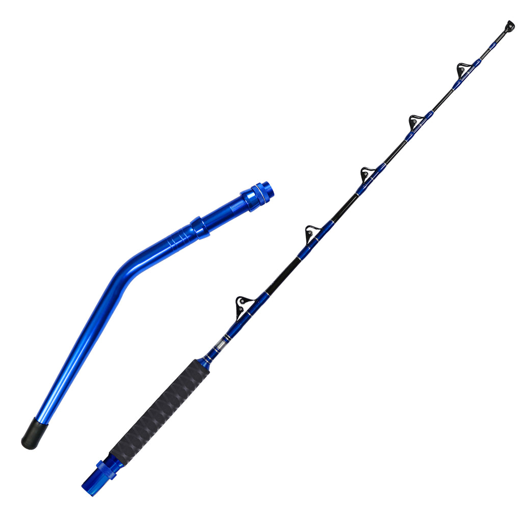 Fiblink 2-Piece Saltwater Offshore Heavy Bent Butt Trolling Rod Roller ...