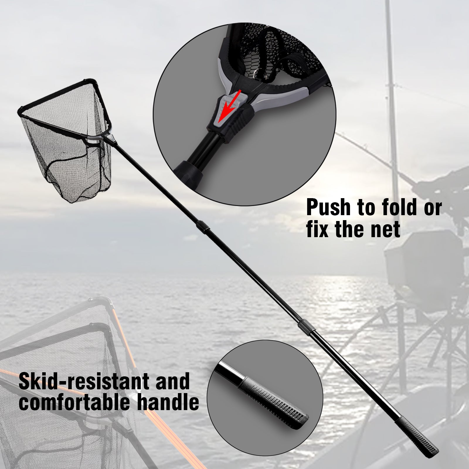 Fiblink Folding Aluminum Fishing Landing Net Fish Net with Extending T ...