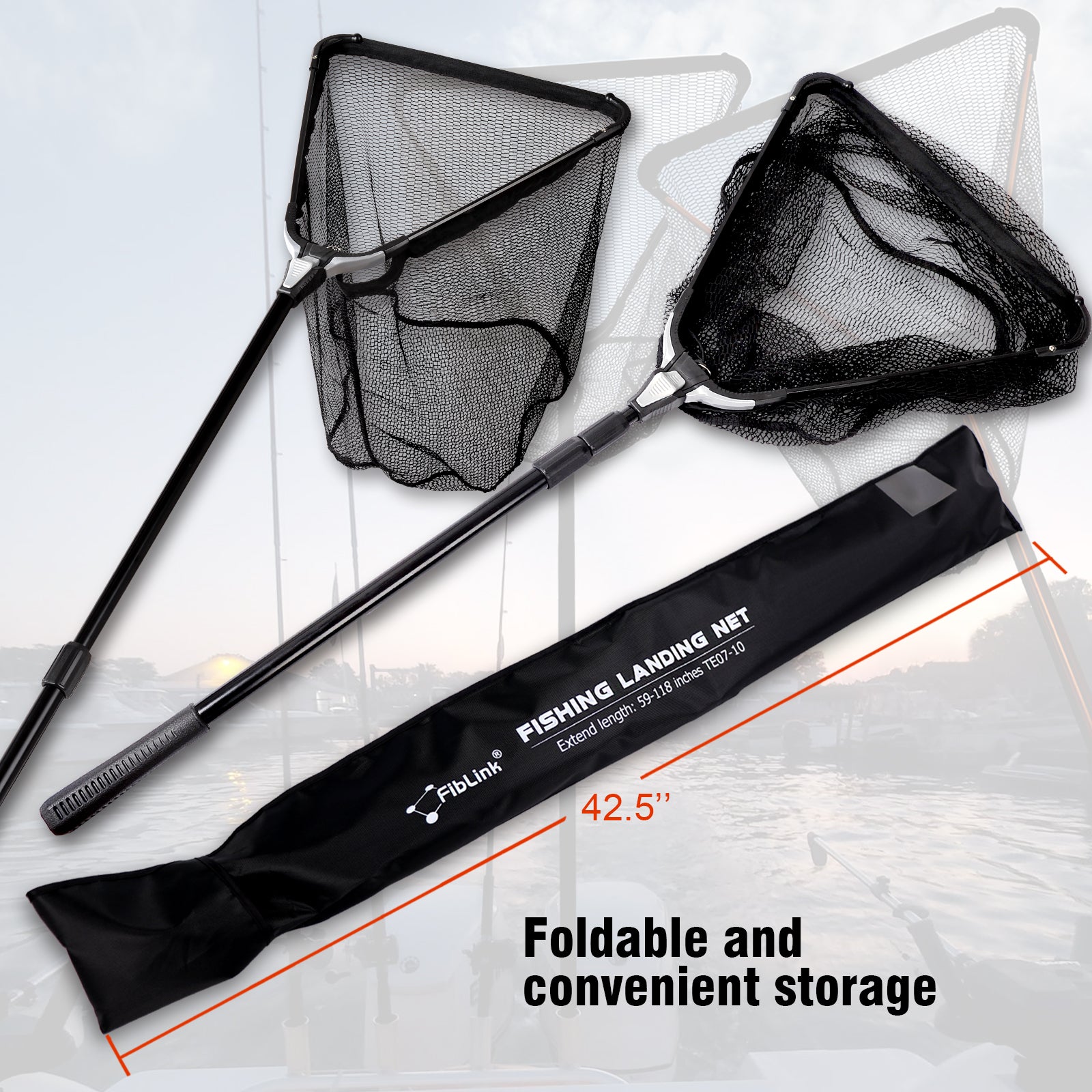 Fiblink Folding Aluminum Fishing Landing Net Fish Net with Extending T ...